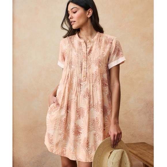 Faherty | Dresses | Faherty Gemina Linen Dress In Peach Palms | Poshmark